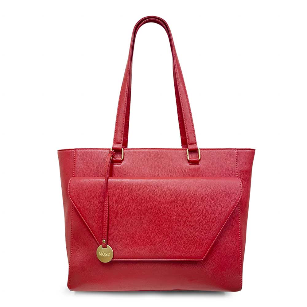 Leren laptoptas dames 15.6 inch - rood - MŌSZ Denise